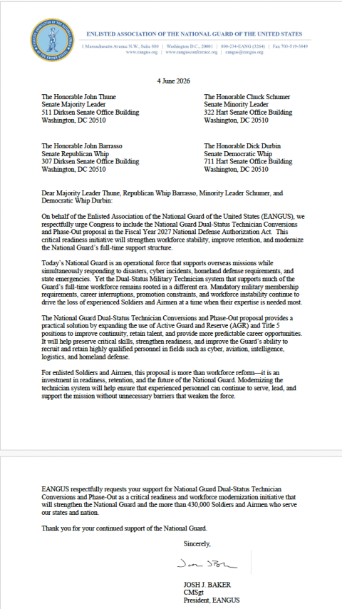 EANGUS Supports LP291 to Modernize the National Guard Workforce ...